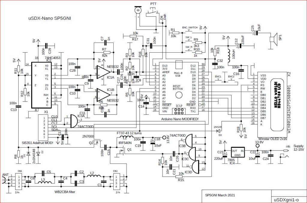 Transceiver uSDX with Arduino Nano | Radio Club PZK LAB-EL HF5L